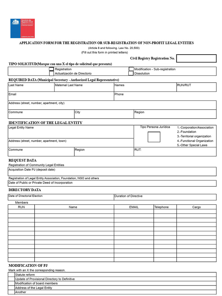 Application Form For Registration or Sub-Registration of Non-Profit ...