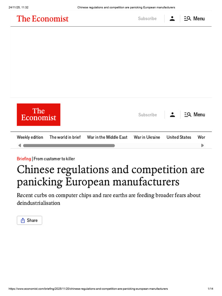 Chinese Regulations and Competition Are Panicking European ...