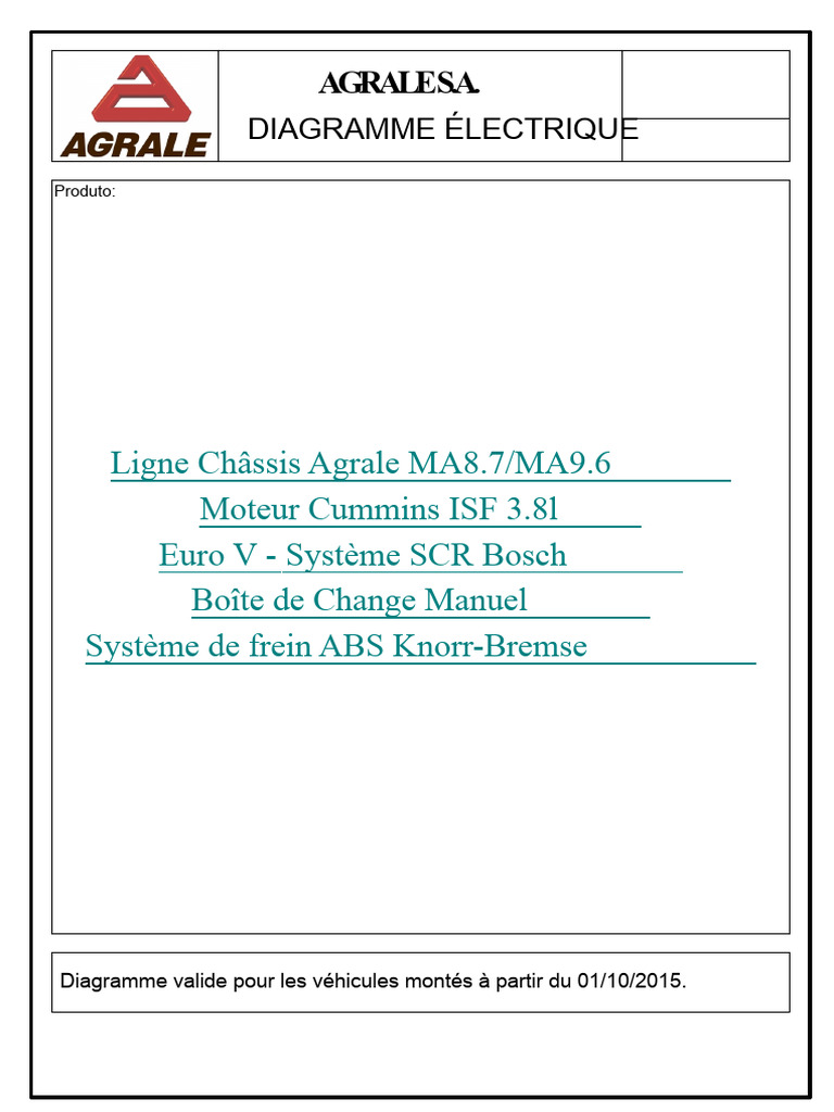 Diagramme Électrique Agrale MA8.7/MA9.6 | PDF | Système anti-blocage ...