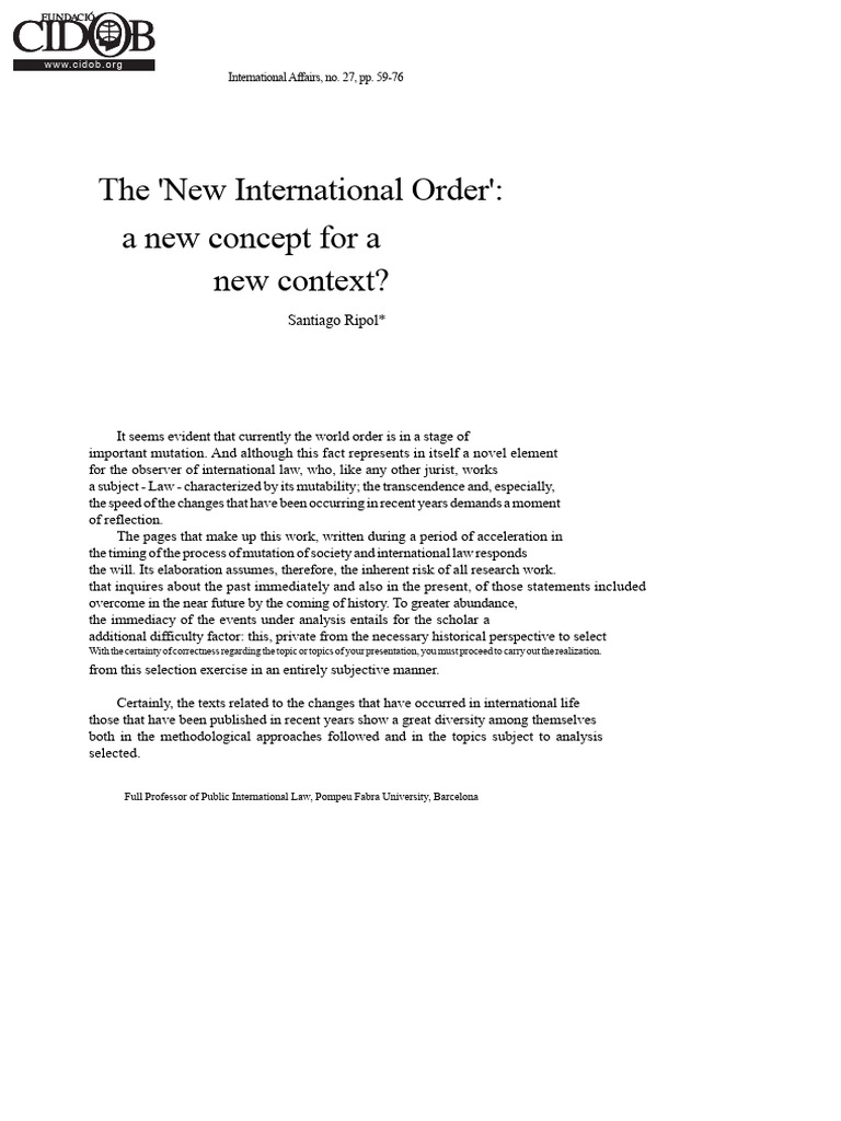 Understanding the New International Order | PDF | United Nations ...