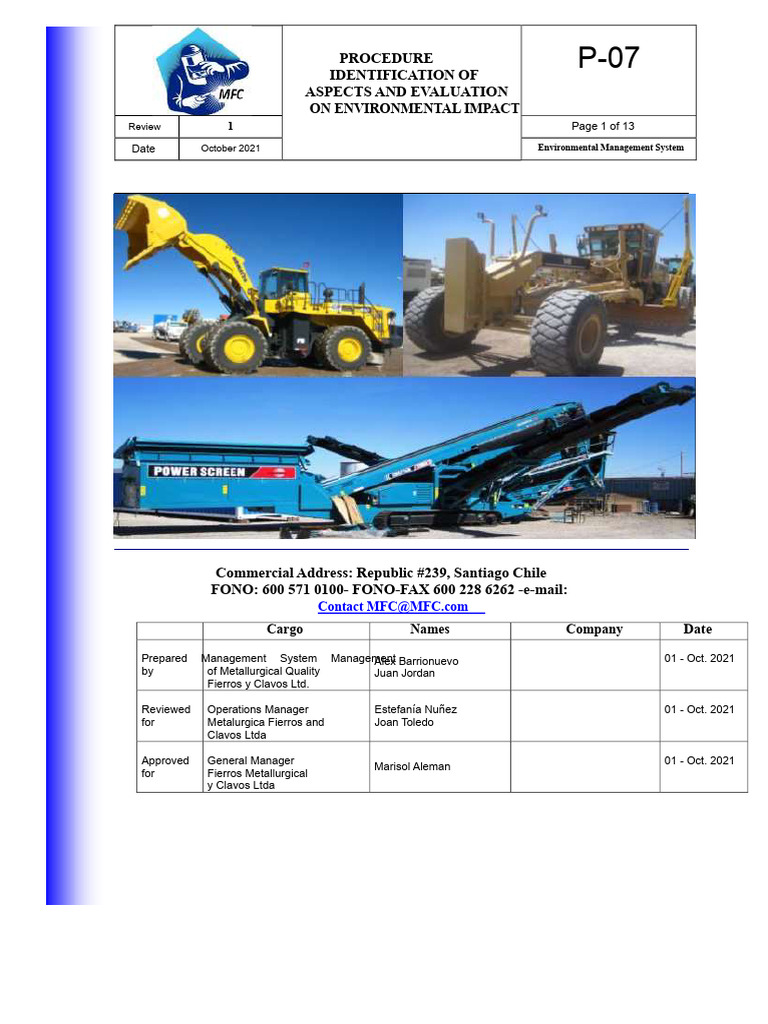 P07 Identification of Aspects and Environmental Impact Assessment Rev 1 ...