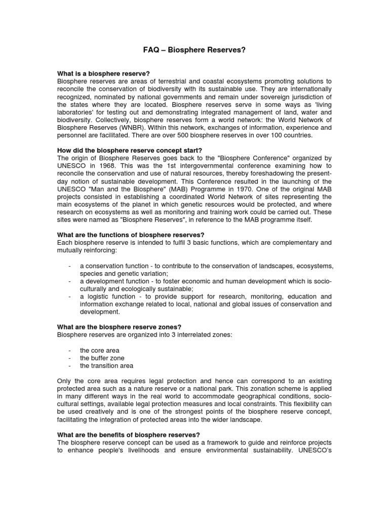 Understanding Biosphere Reserves | PDF