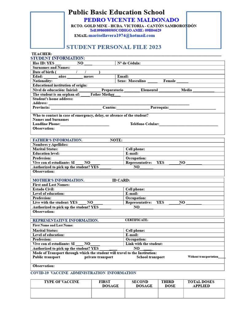 Enrollment Form 2023 | PDF | Pediatrics | Vaccination