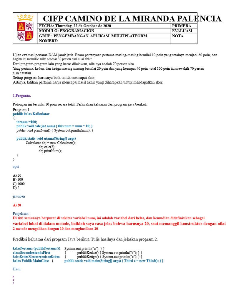 ujian-programming-dam-online-pertama-terjawab-1-docx | PDF