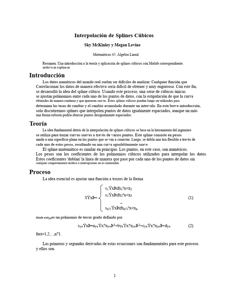 Interpolación Por Splines Cúbicos | PDF | Spline (Matemáticas) | Matemáticas Aplicadas
