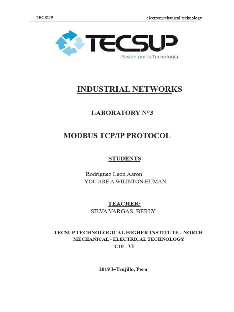 Modbus TCP/IP Protocol Overview and Lab Guide | PDF | Computer ...