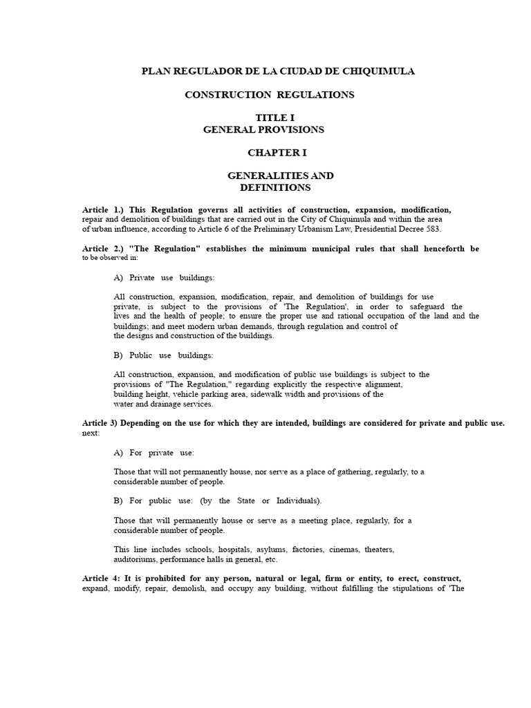 Chiquimula Construction Regulations Guide | PDF | Engineer | Regulatory ...