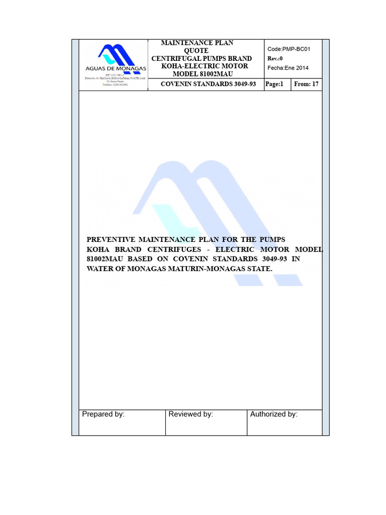 Centrifugal Pumps Maintenance Plan | PDF | Pump | Valve