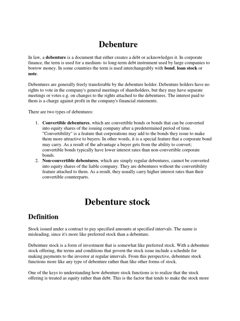 Debenture | PDF | Stocks | Loans