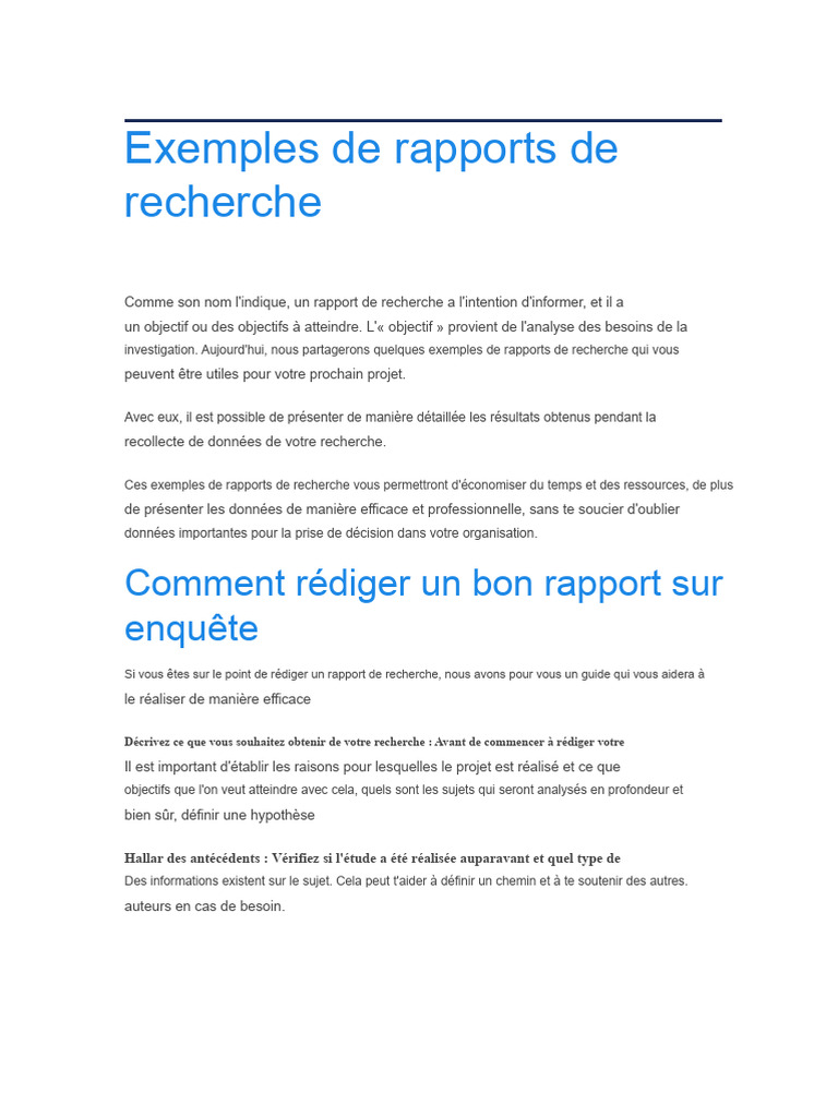 Exemples de rapports de recherche efficaces | PDF | Microsoft Excel