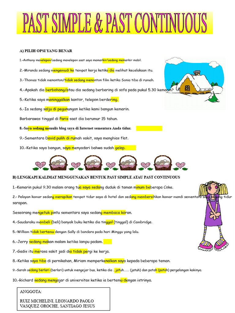 LEMBAR KERJA PAST SIMPLE & PAST CONTINUOUS | PDF