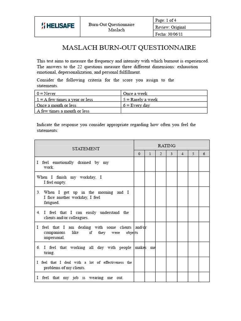 Maslach Burnout Questionnaire | PDF | Occupational Burnout | Psychology