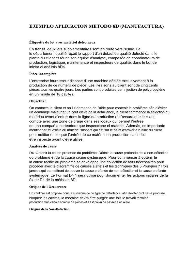 Application de la méthode 8D en fabrication | PDF