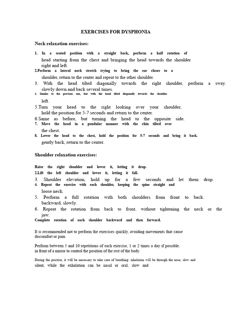 Exercises For Dysphonia | PDF | Exhalation | Tongue