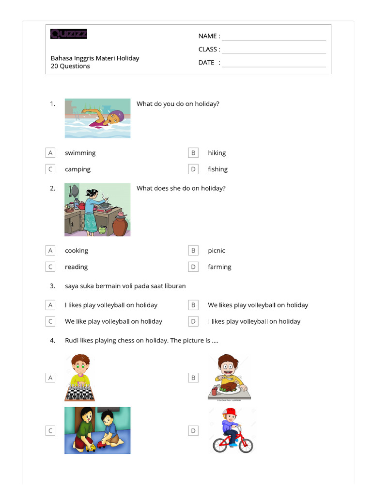 English Language Material Holiday for 6th Grade Elementary School | PDF