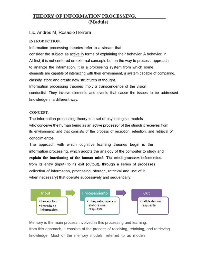 Theory of Information Processing | PDF | Learning | Memory