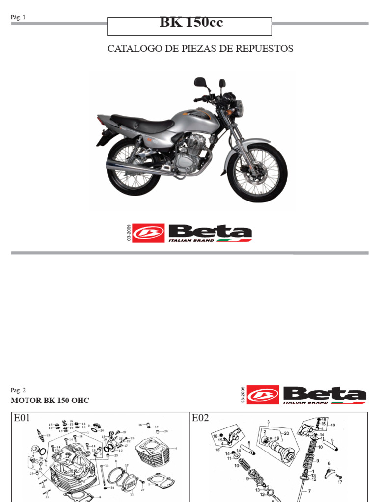 Catálogo de Peças Motor BK 150cc | PDF | Motor de Combustão interna ...