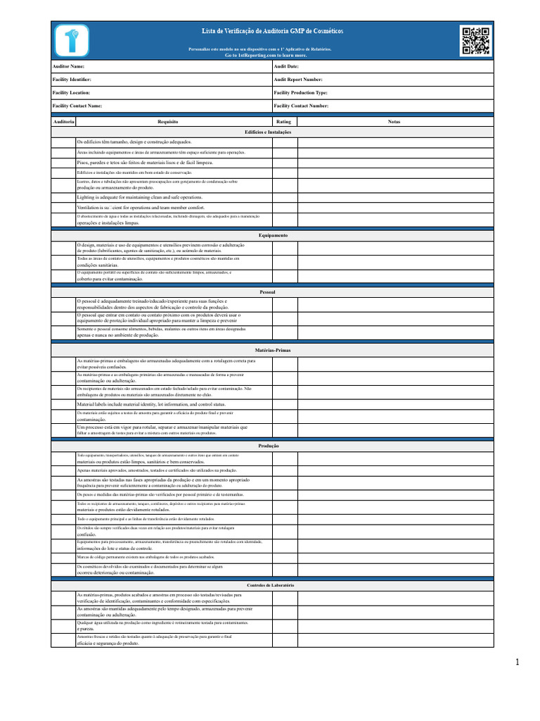 Auditoria GMP para Cosméticos: Checklist | PDF | Aplicativo para celular