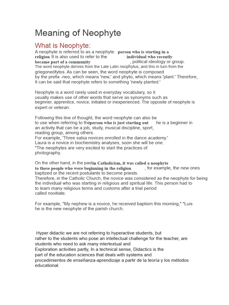 Meaning of Neophyte | PDF | Baptism