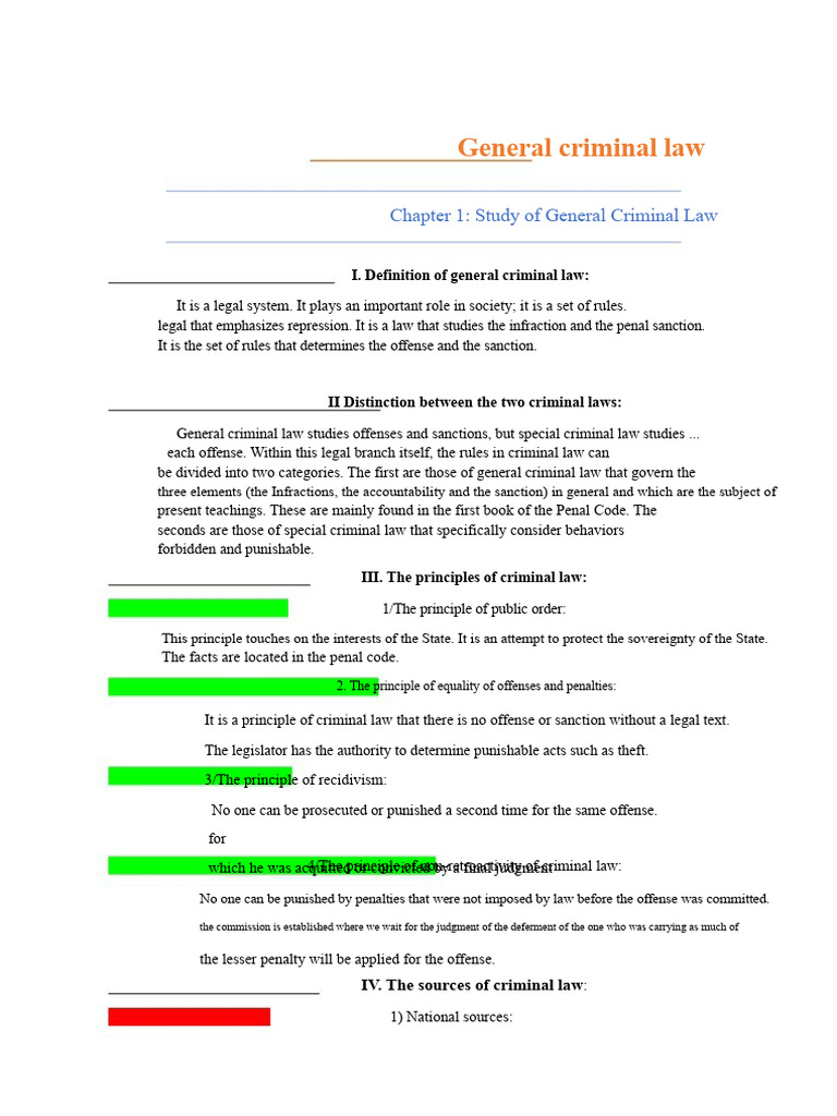 Overview of General Criminal Law Principles | PDF | Crimes | Crime ...