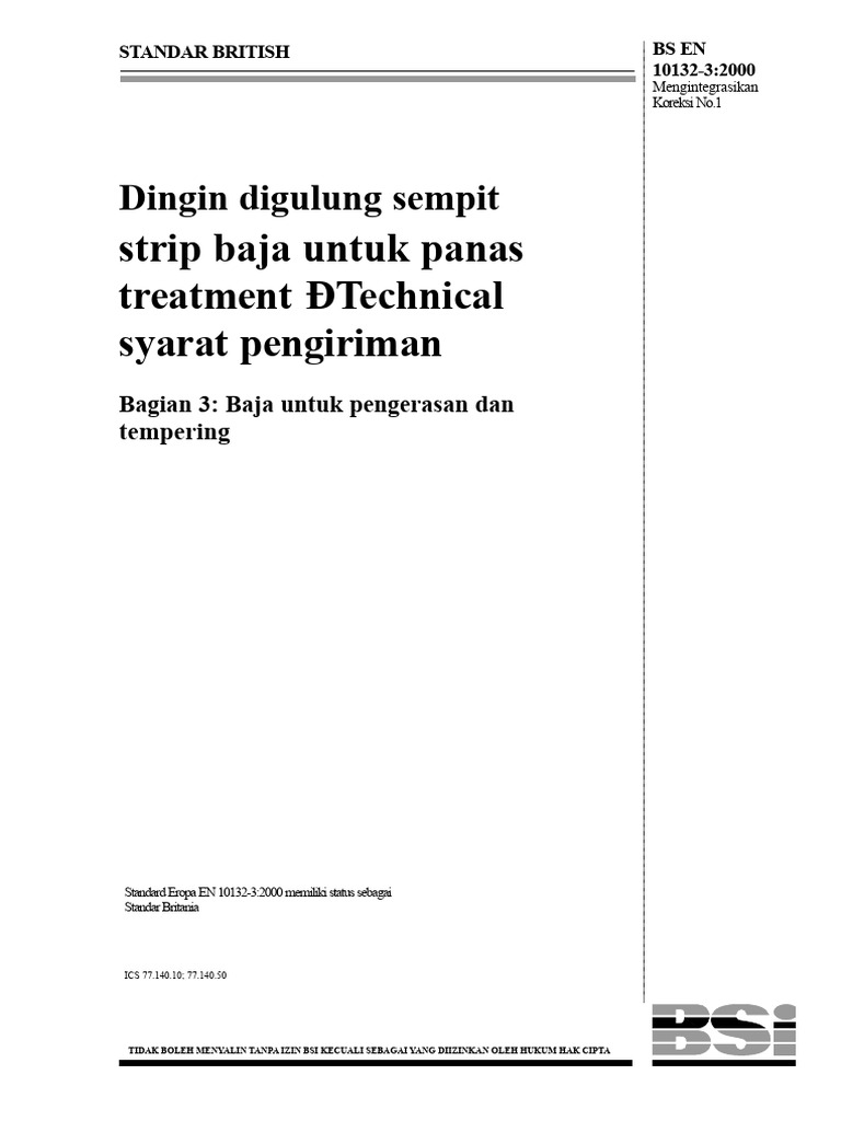 Standar BS EN 10132-3:2000 Baja Dingin | PDF