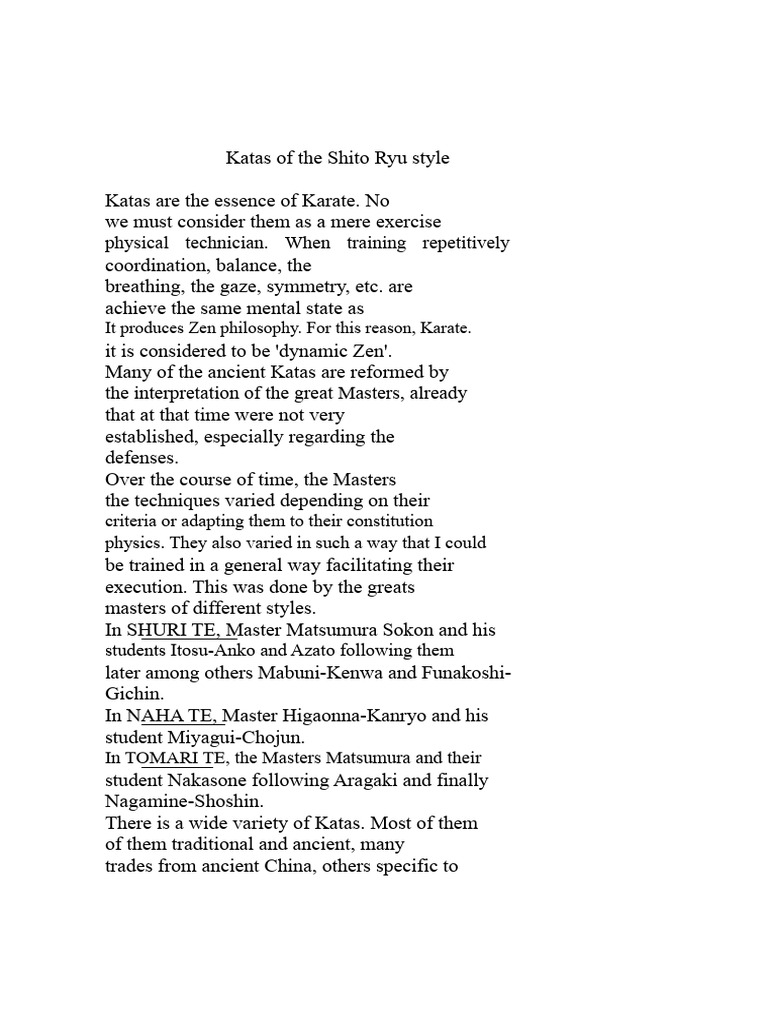 Shito Ryu Karate Katas Explained | PDF | Karate | Traditional Karate