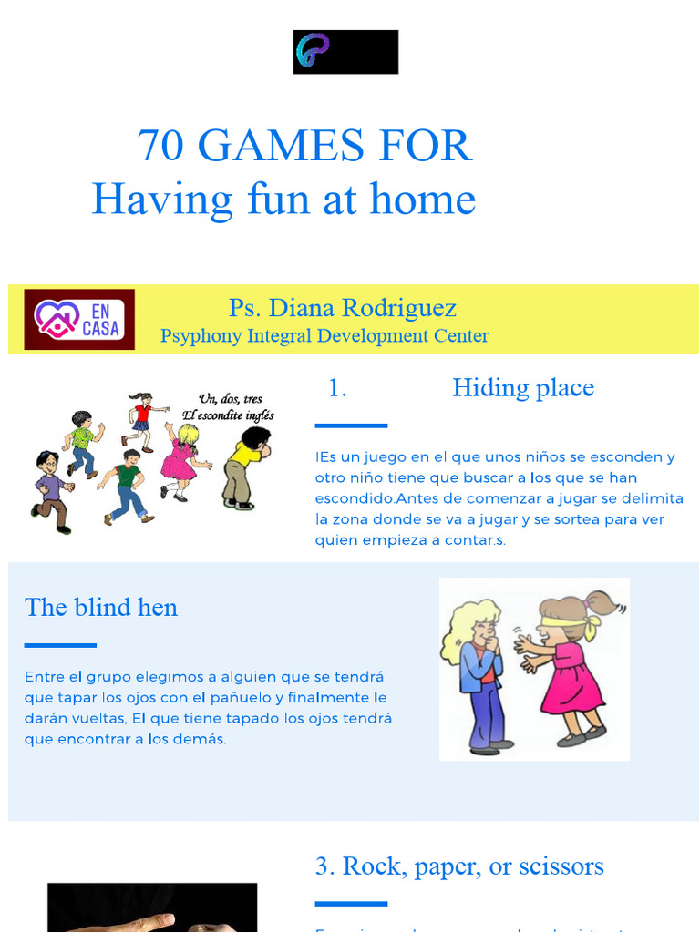 70 Games To Have Fun at Home | PDF