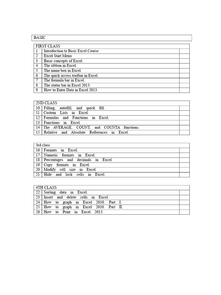 Comprehensive Excel Course Guide | PDF