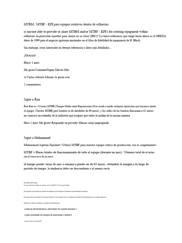 MTBF y MTBR | PDF | Indicador de rendimiento