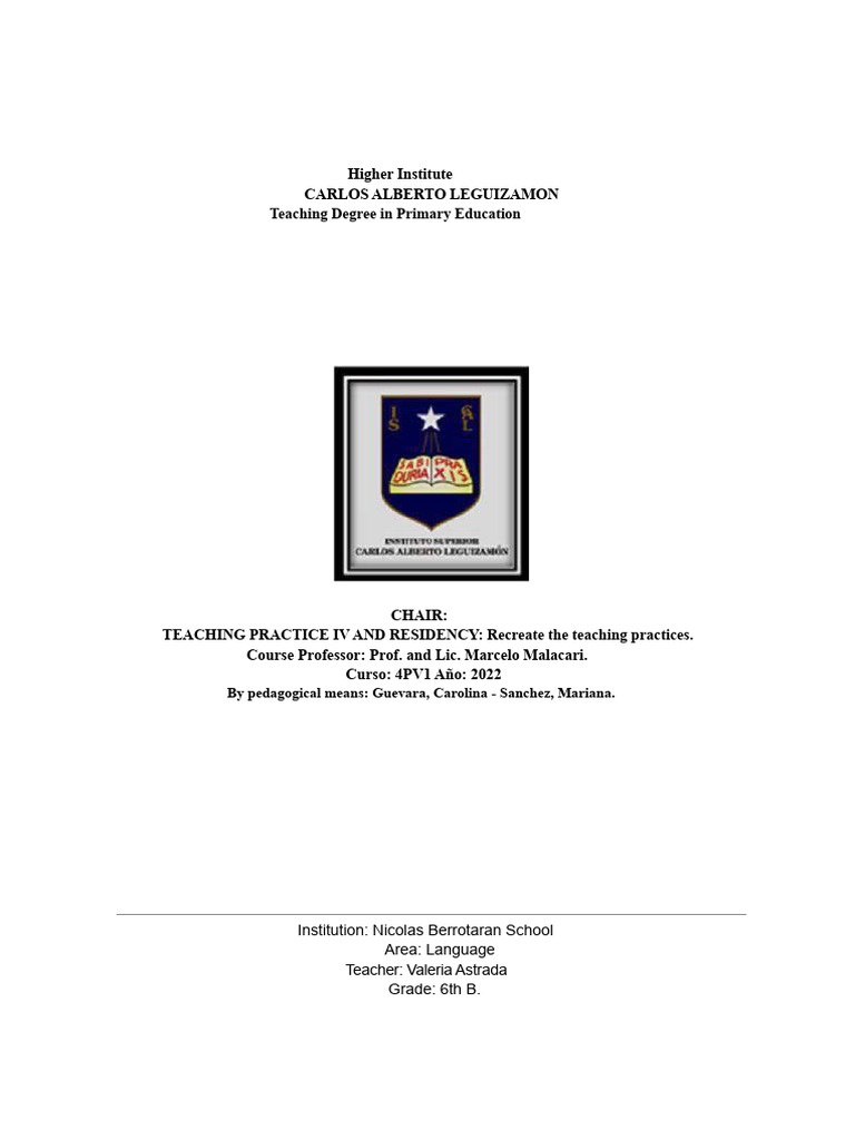 Didactic Sequence of Language For Sixth Grade B - Year 2022-1 | PDF | Noun | Reading Comprehension