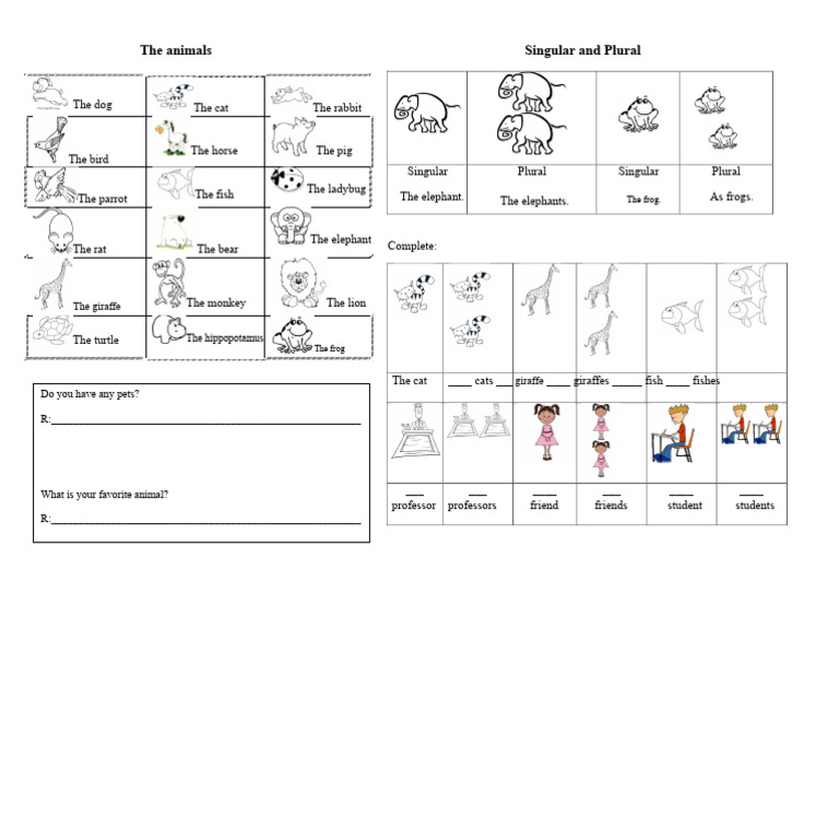 The Animals Singular and Plural | PDF