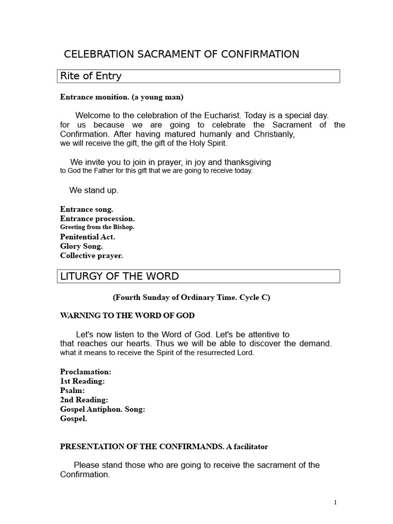 Confirmation Sacrament Celebration Guide | PDF | Confirmation | Sacraments
