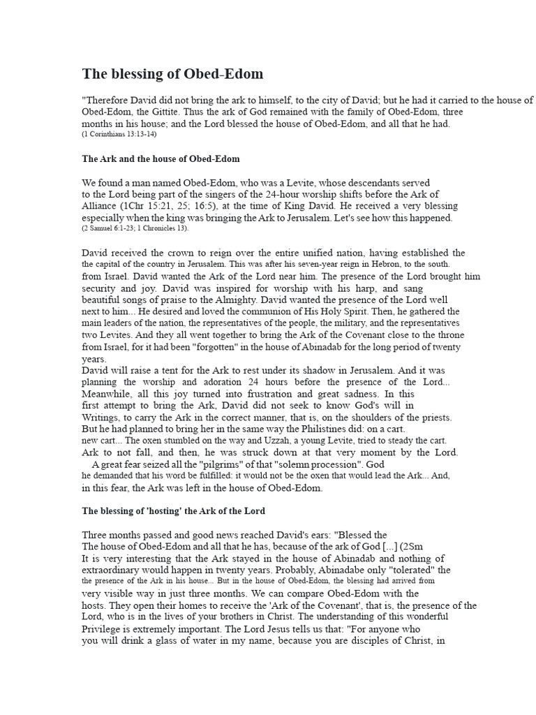 The Blessing of Obede | PDF | Ark Of The Covenant | Religious Belief ...