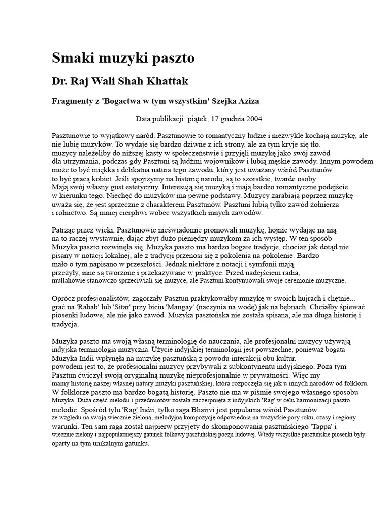 Smaki Muzyki Paszto. | PDF