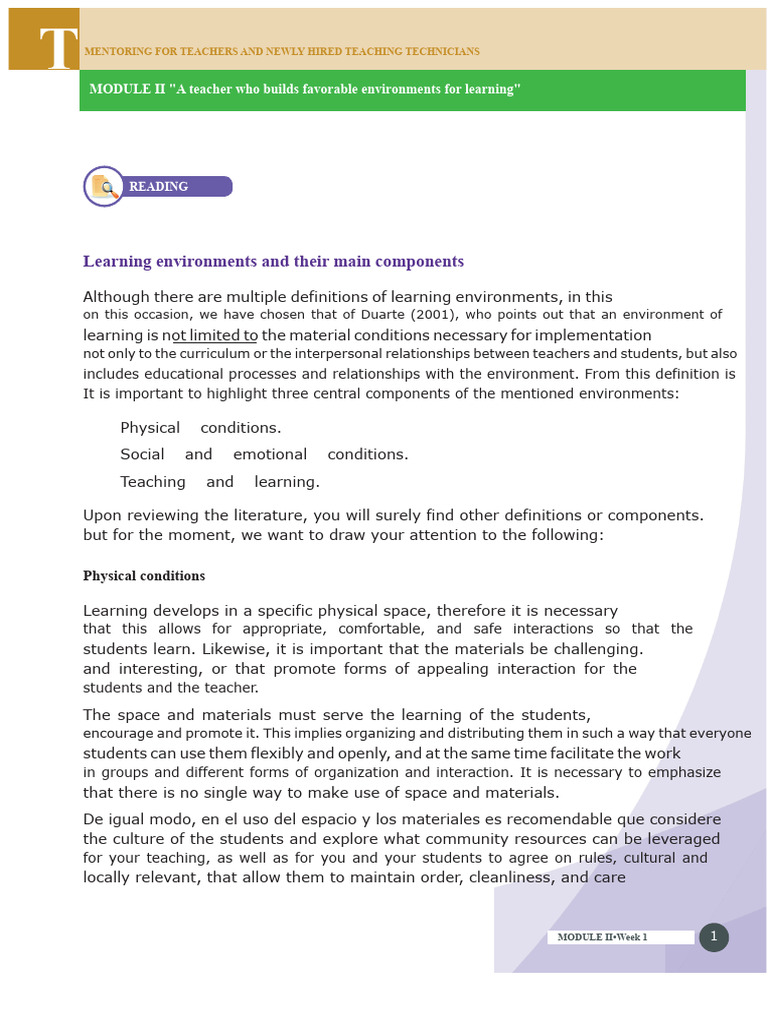 Creating Effective Learning Environments | PDF | Teachers | Learning