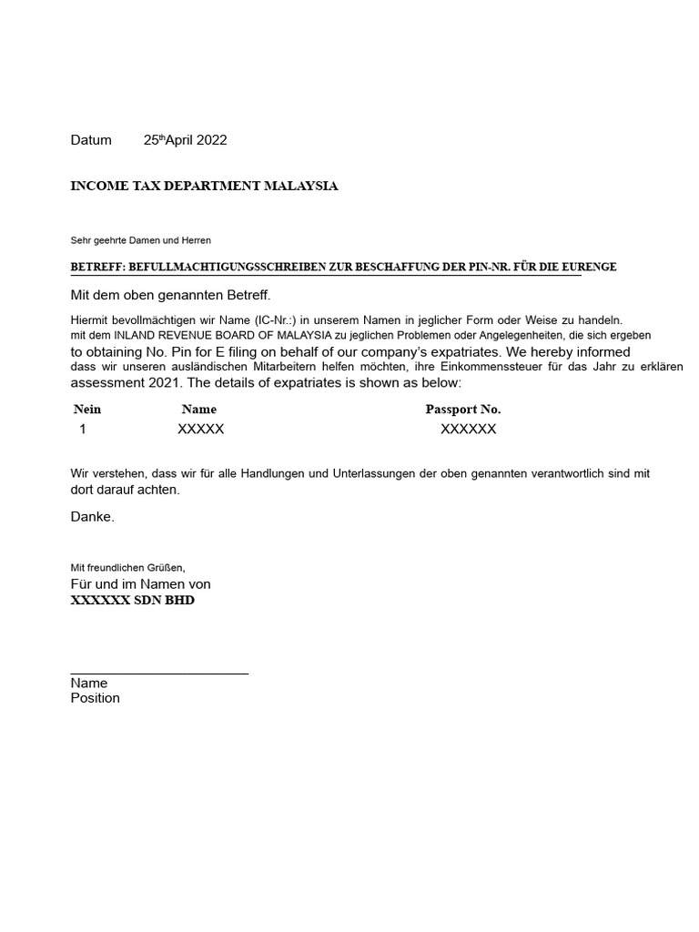 Vollmacht für No.pin | PDF