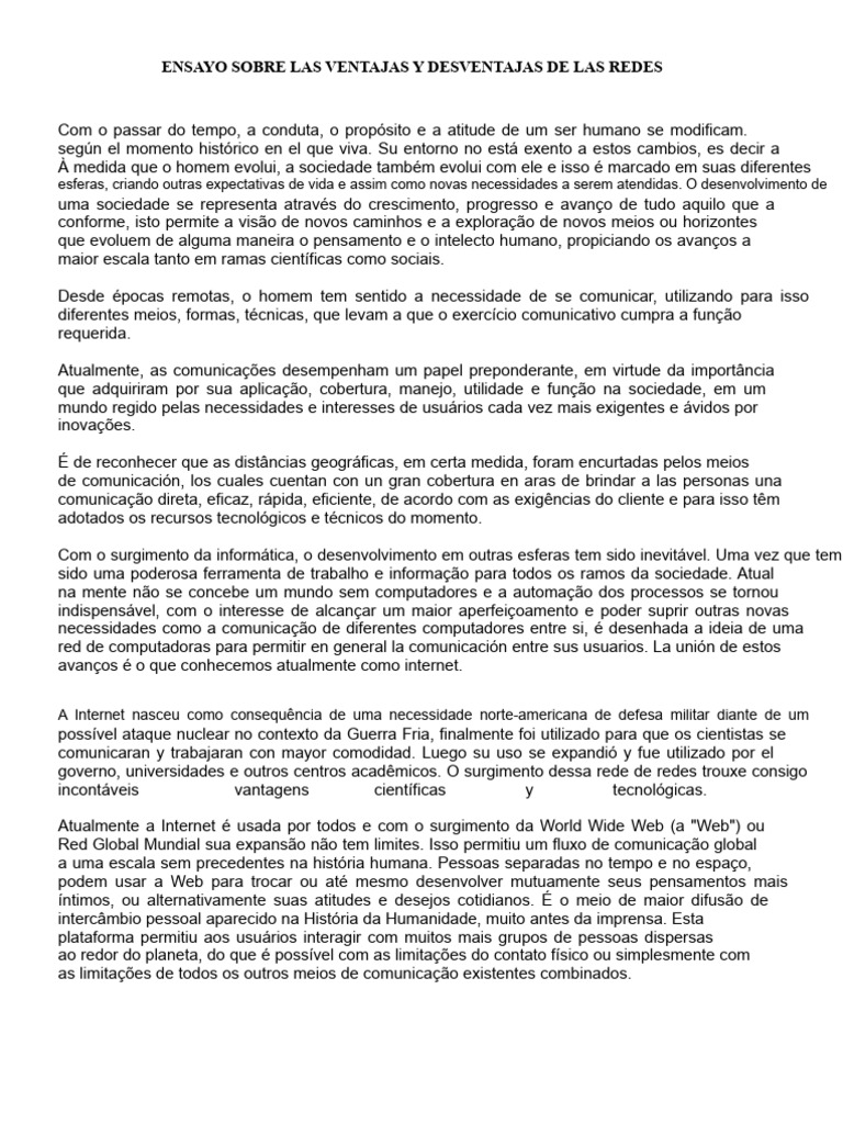 Vantagens e Desvantagens da Internet | PDF | Internet | Comunicação