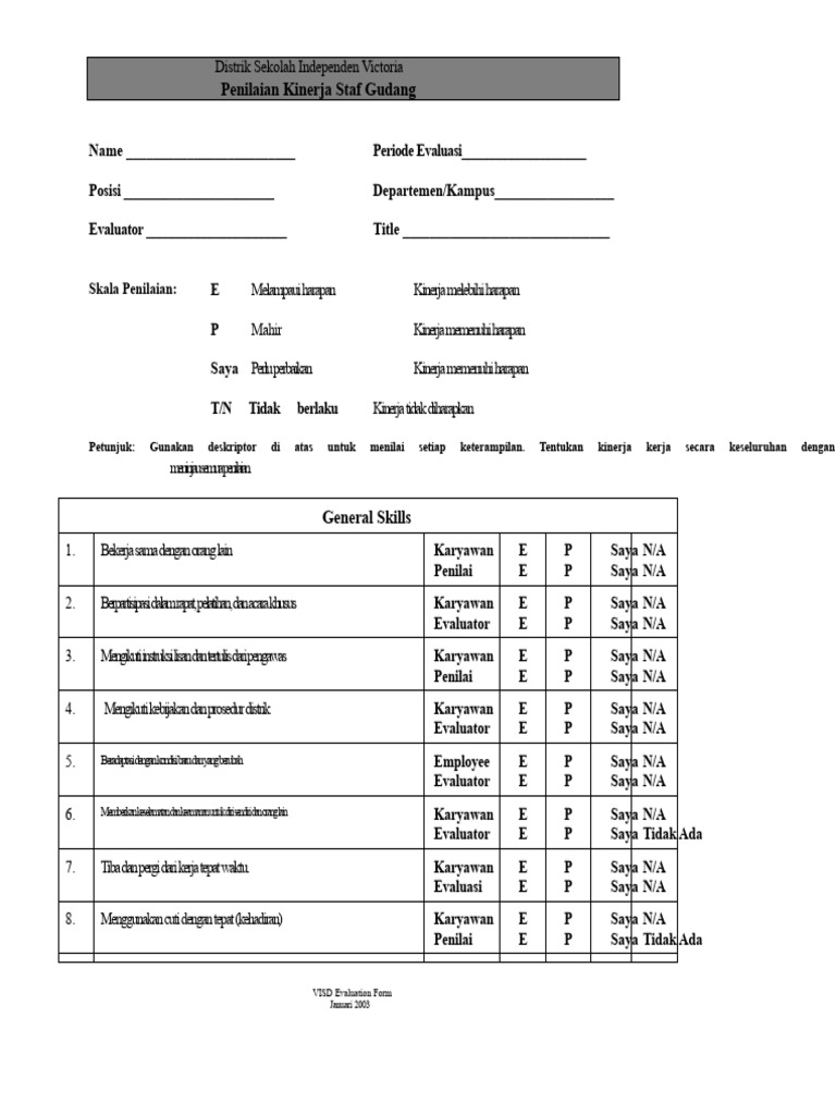 Penilaian Kinerja Staf Gudang | PDF