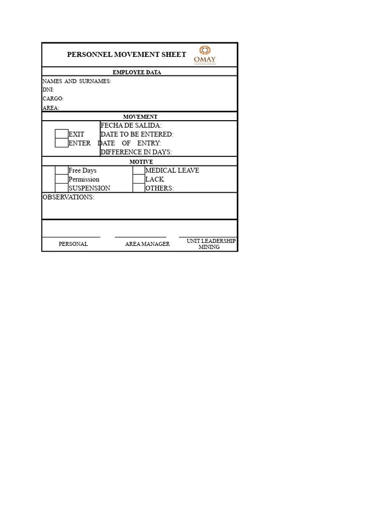Employee Movement Record Template | PDF