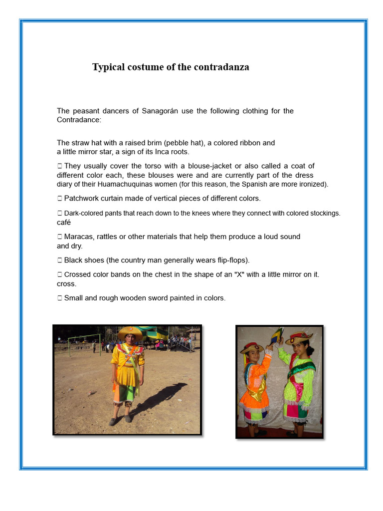 Typical Costume of The Contradanza | PDF