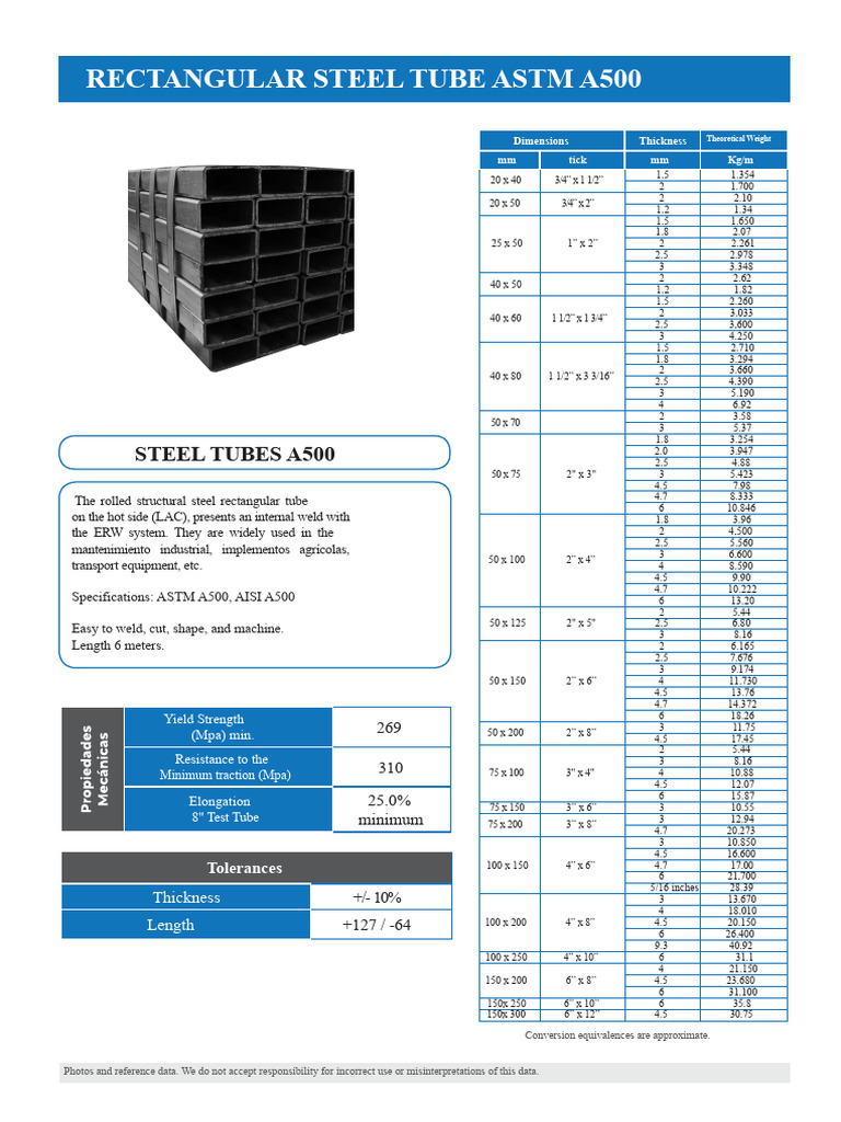 Structural Tube Dimensions | PDF | Mechanical Engineering | Industrial ...