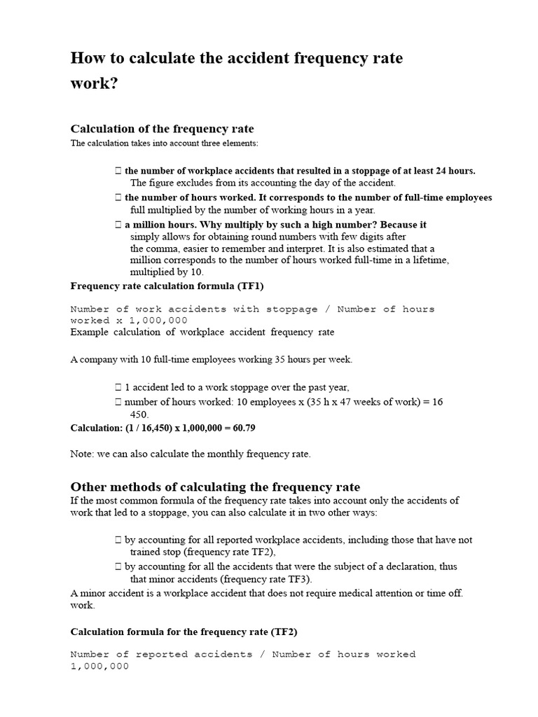 Accident Frequency Rate Calculation Guide | PDF