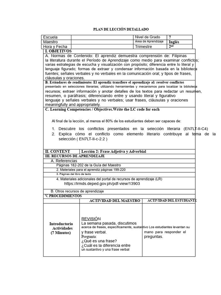 Grado 7 DLP Semana 2 Lección 2.2 | PDF