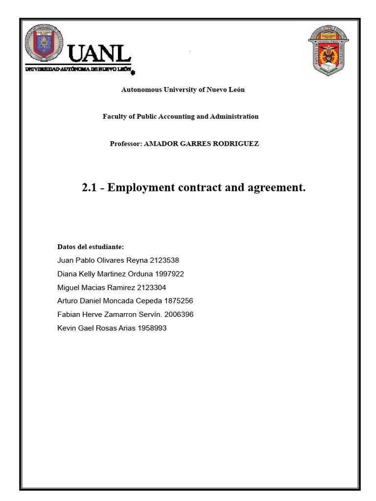 Employment Contract Template Mexico | PDF | Employment | Overtime