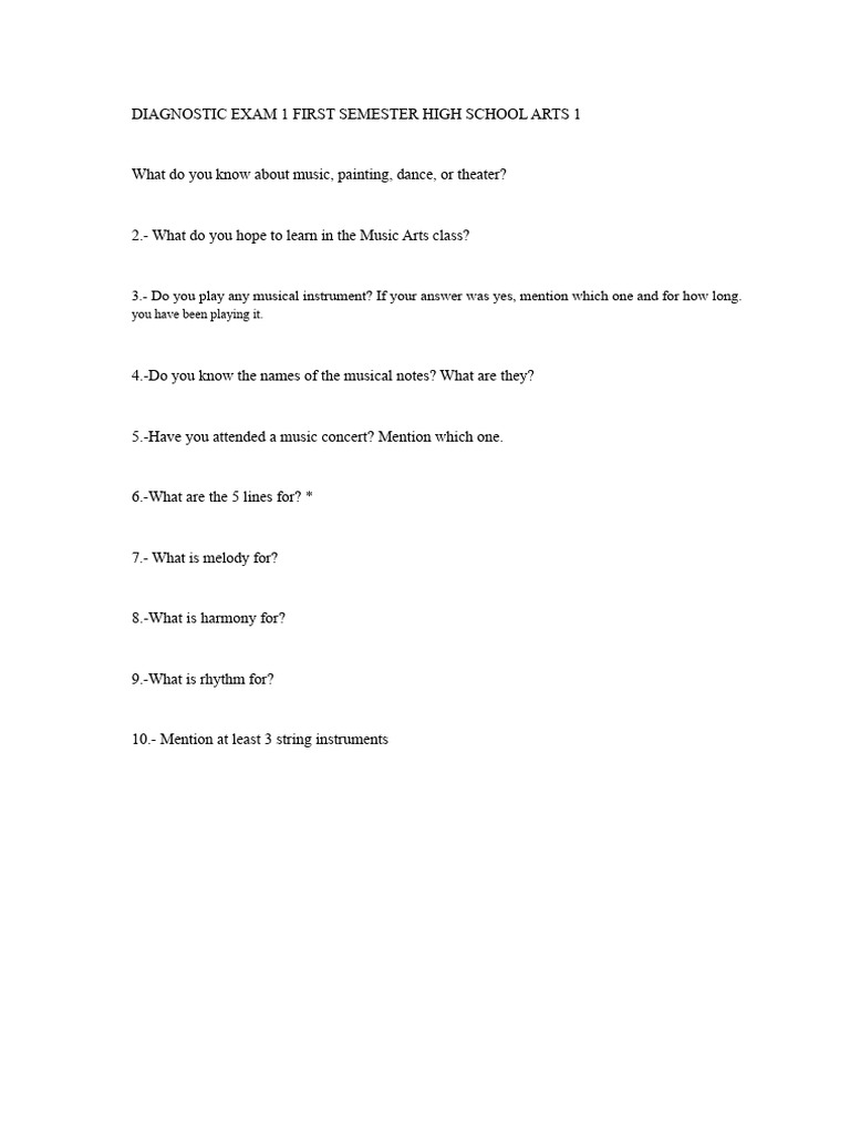 Diagnostic Examination High School | PDF | The Arts | Fine Art