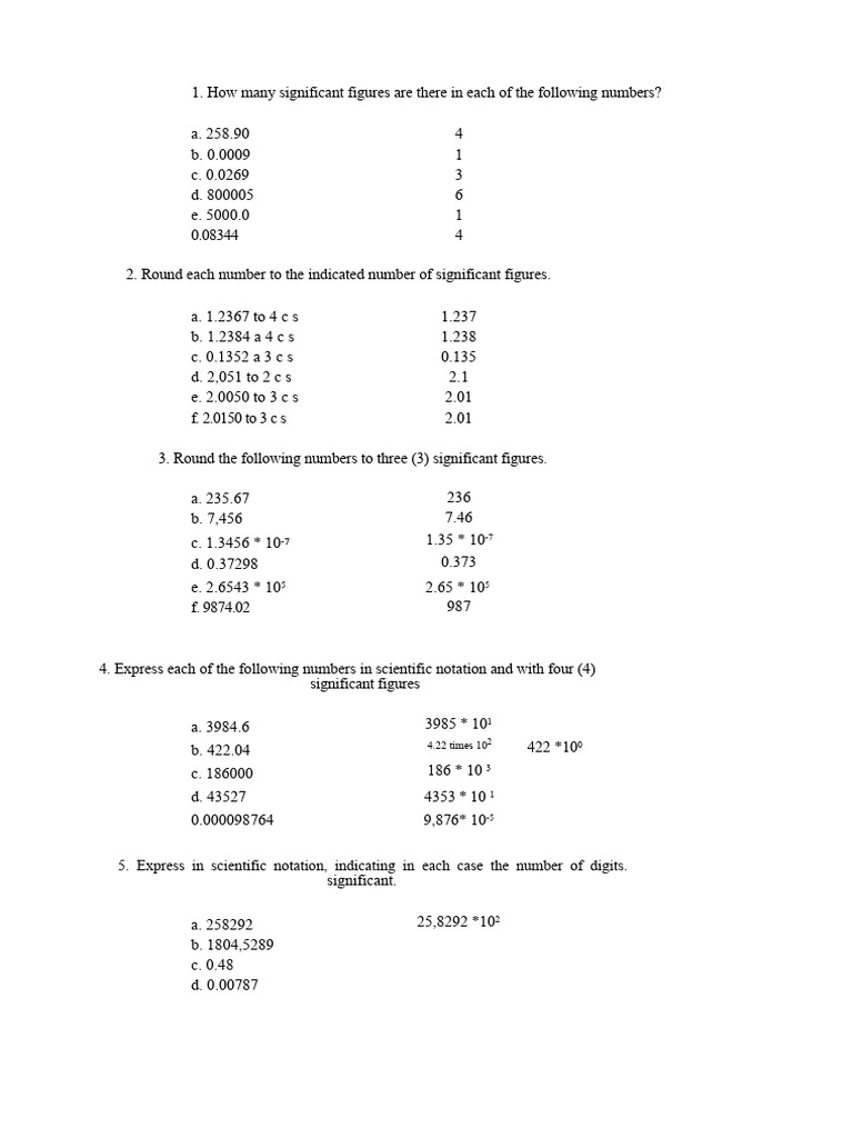Workshop 3 - Significant Figures and Rounding | PDF