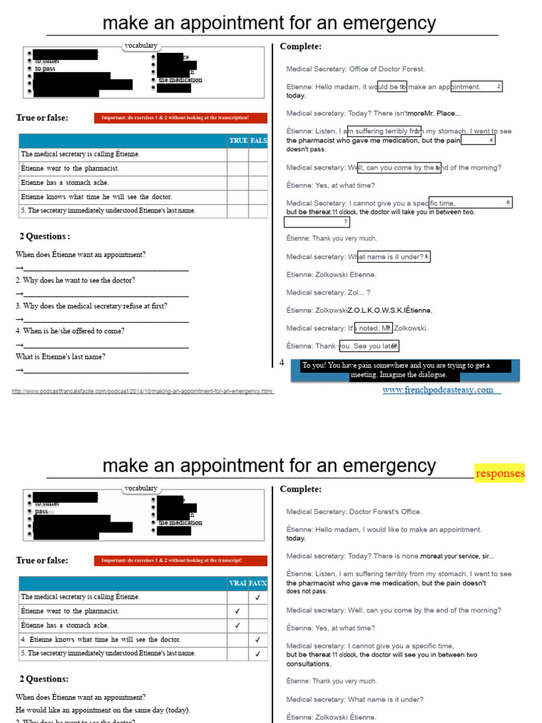 Make An Appointment With The Doctor | PDF | Symptoms And Signs | Feeling