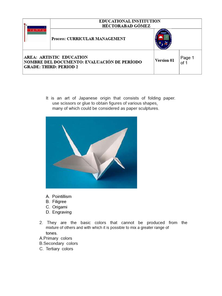 test second artistic period grade 3 | PDF | Dances