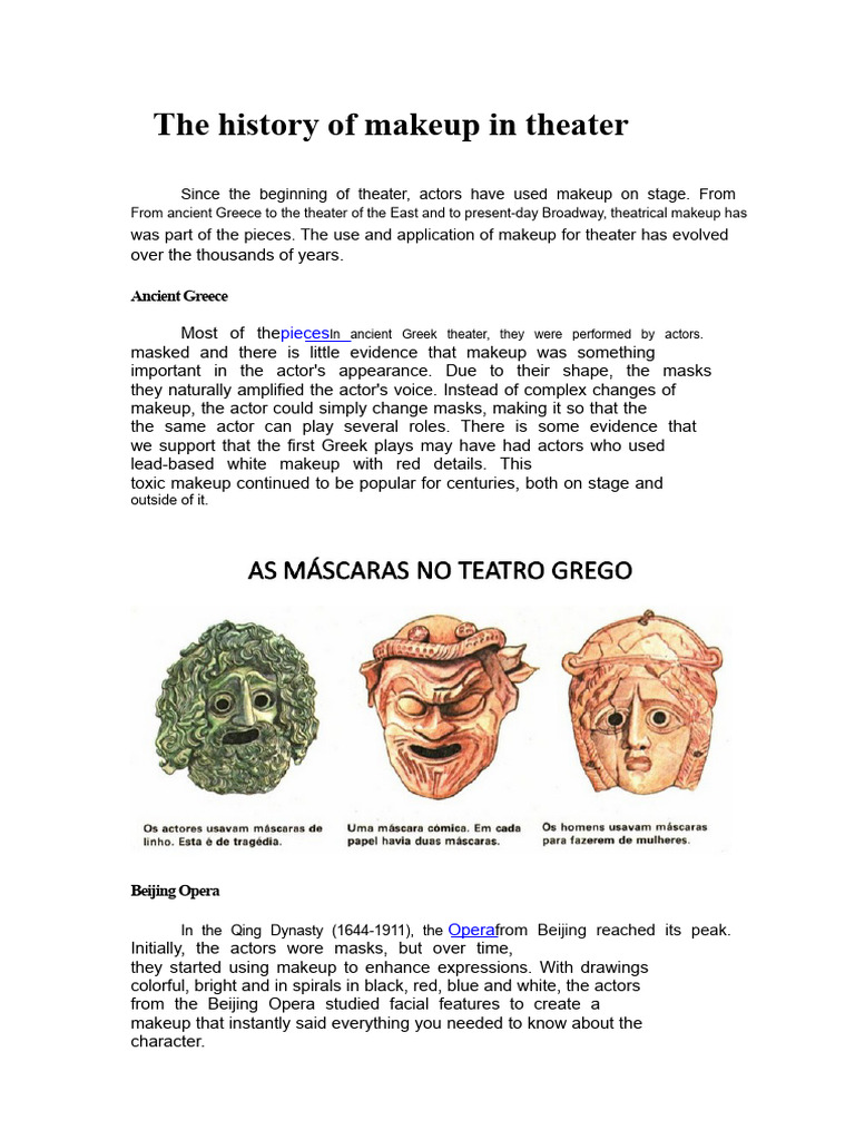 Evolution of Theatrical Makeup History | PDF | Theatre | Actor