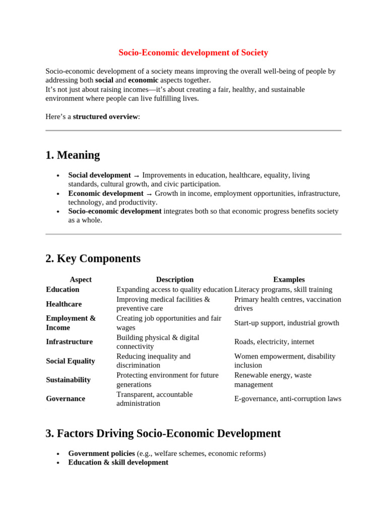 Socio-Economic Development Overview | PDF | Poverty | Poverty ...